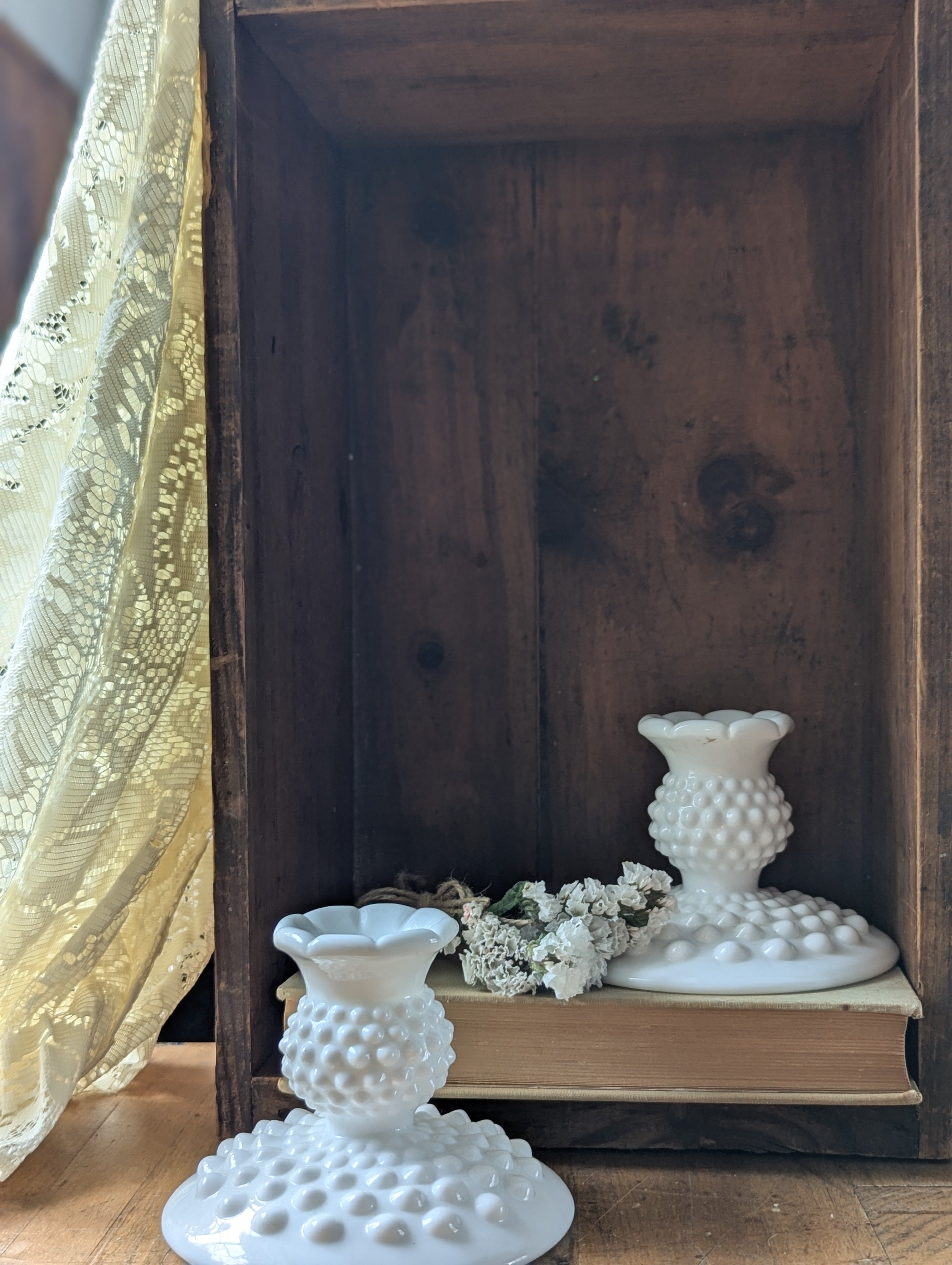 Hobnail candlestick pair – Life Has Repurpose Vintage Shop