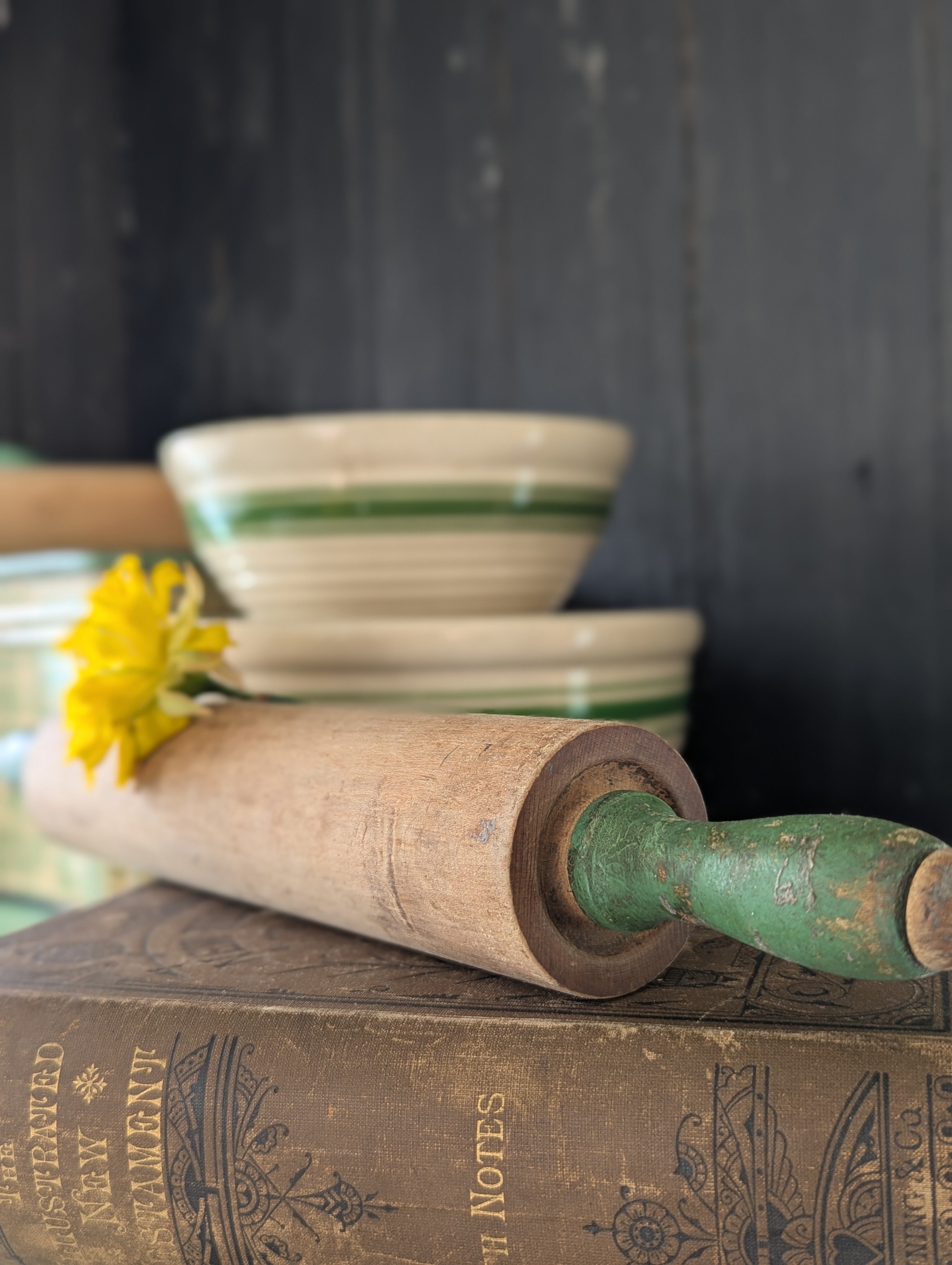Green handled rolling pin – Life Has Repurpose Vintage Shop